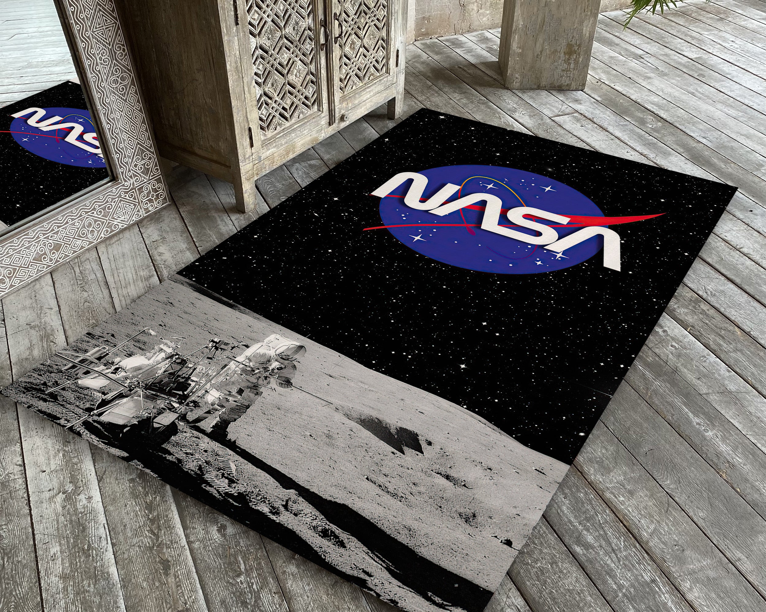 NASA Symbol Rug, Moon Decor, Astronaut Satellite Printed Carpet, Space ...